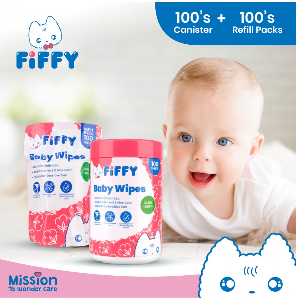 FIFFY BABY ULTRA SOFT WIPES 100'S CAN + 100'S REFILL