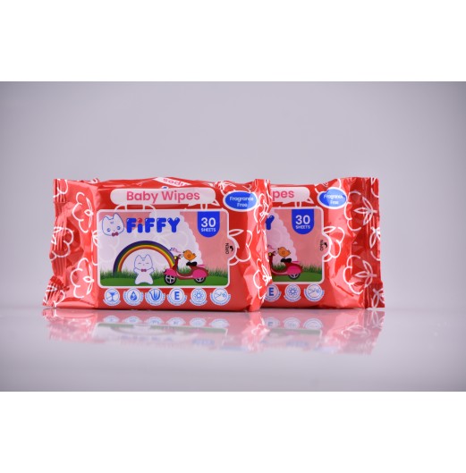 Baby Wipes - FIFFY BABY WIPES RED 30 S X 2