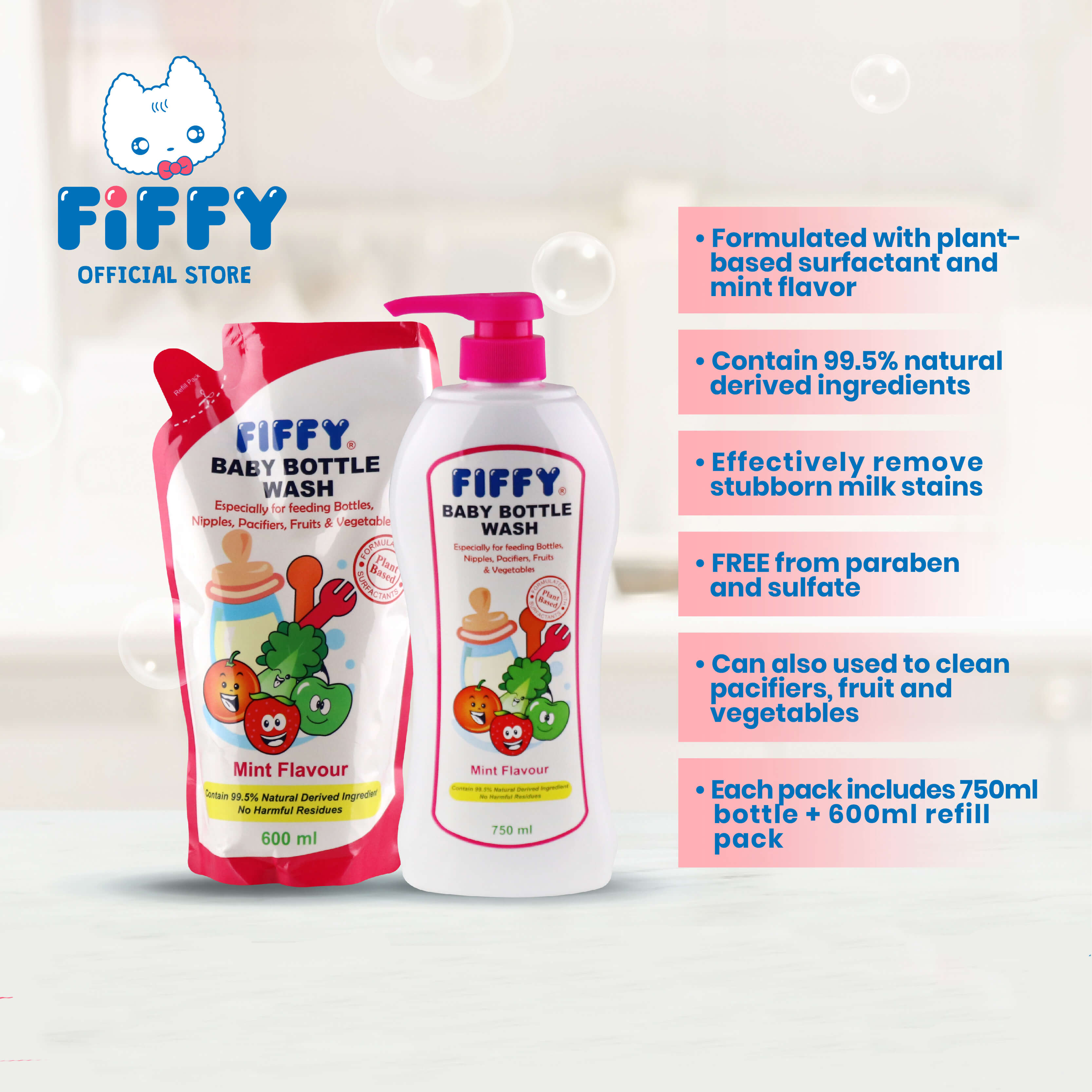 FIFFY BABY LIQUID CLEANSER VALUE PACK MINT FLAVOR (750ML ...