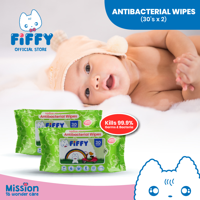 Baby Wipes - FIFFY ANTIBACTERIAL HYGIENIC WIPES (30s x 2)